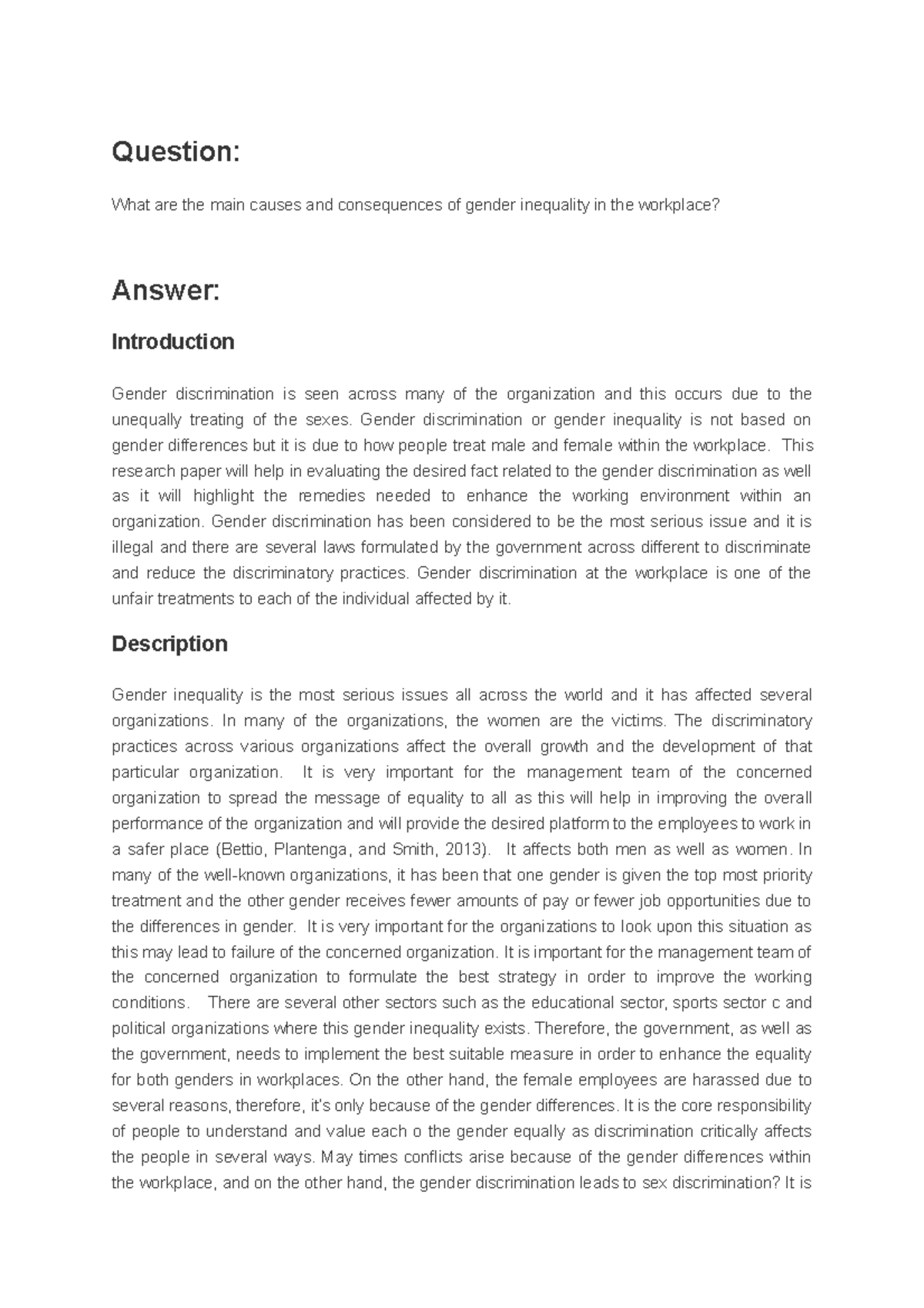 Main causes and consequences of gender inequality in the workplace ...