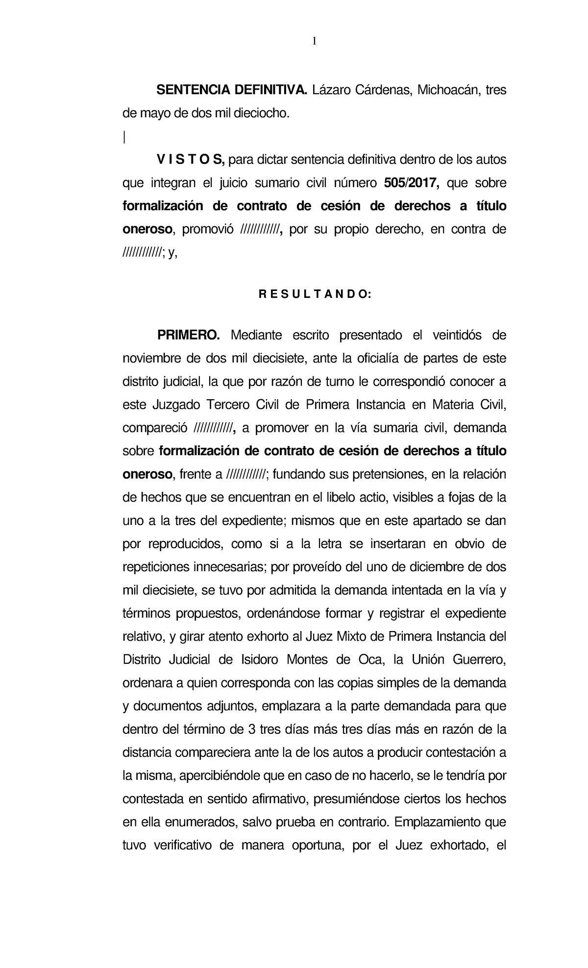 16.1 Modelo DE Sentencia- MECN - SENTENCIA DEFINITIVA. Lázaro Cárdenas ...