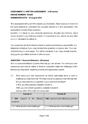IPS1501 Assignment 2 Due 18 June 2024 - ASSIGNMENTASSIGNMENT DUE 18 ...