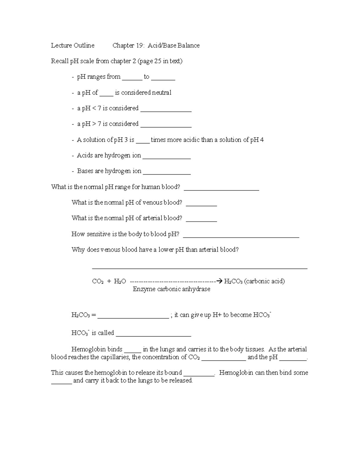 Lecture Outline Ch 20Acid Base - Lecture Outline Chapter 19: Acid/Base ...