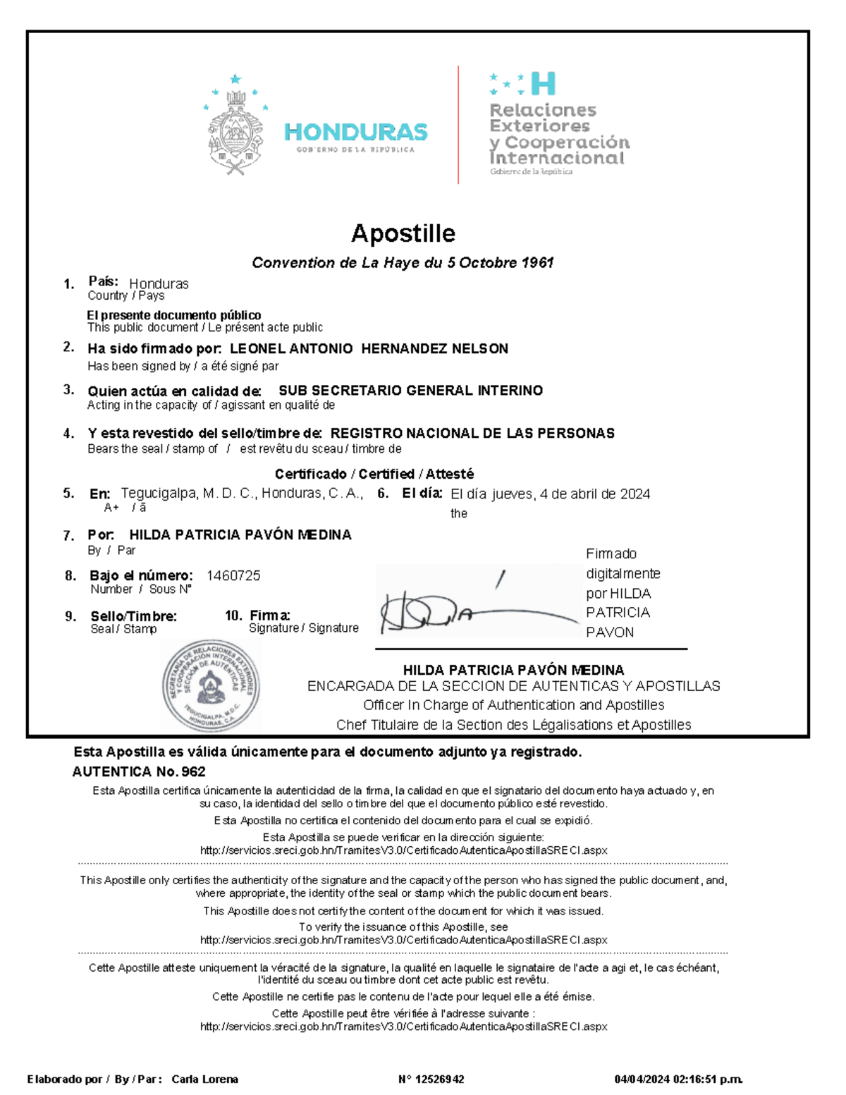 3675 - Baja ajauua - Apostille Convention de La Haye du 5 Octobre 1961 ...