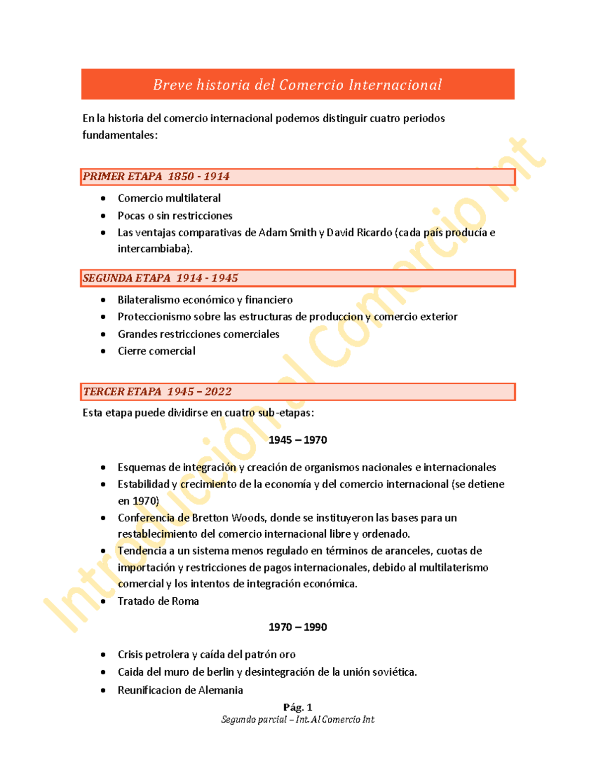 Resumen completo Int. al Comercio Int - Pág. 1 Breve historia del ...