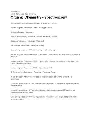 Organic Spectroscopy lecture notes - Jared Stuart Middle Tennessee ...