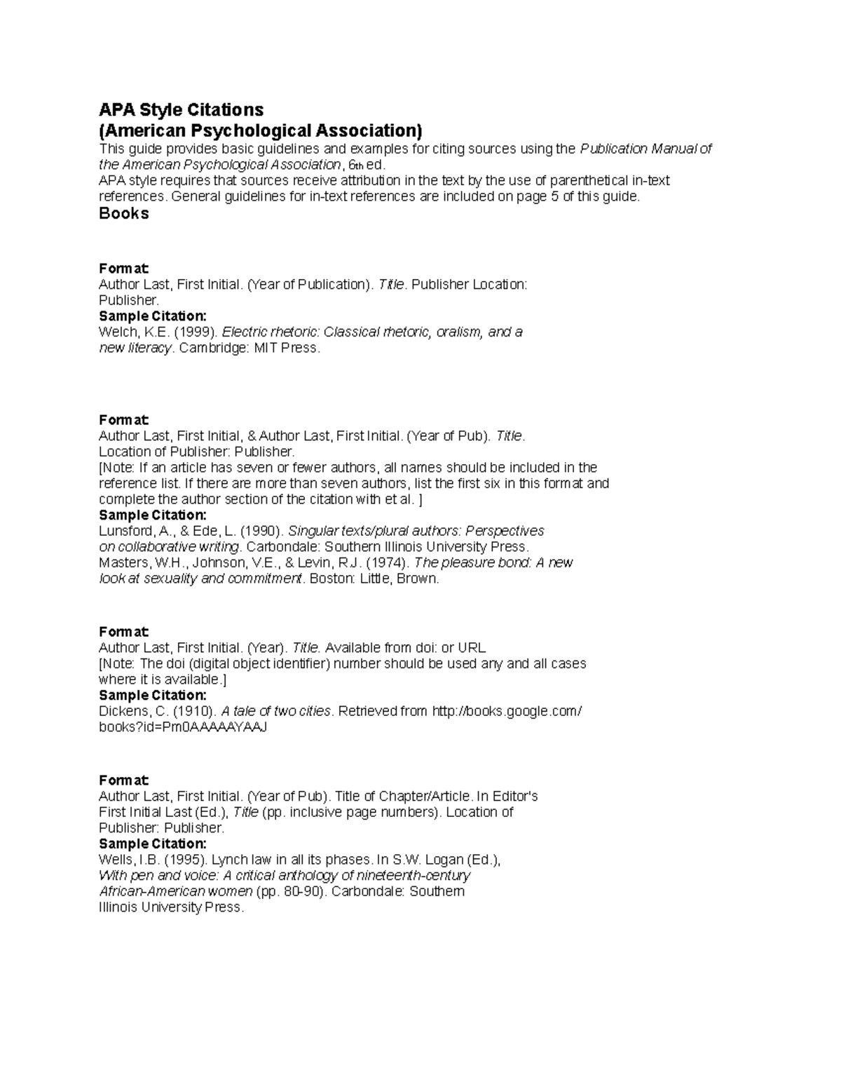 APA-Style-Citations - Lecture notes 1 - APA Style Citations (American ...