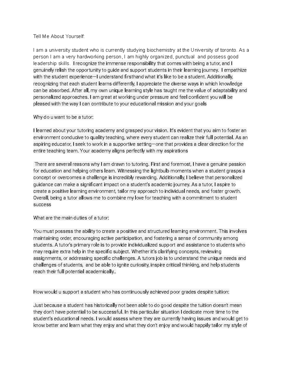 Interview Prep - Tell Me About Yourself: I am a university student who ...