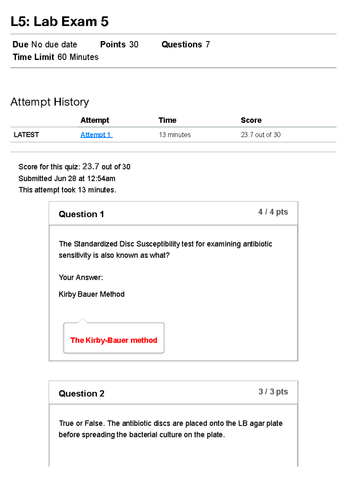L5 Lab Exam 5 Essential Microbiology with Lab-2021-Bartholomew - L5: Lab Exam 5 Due No due date ...