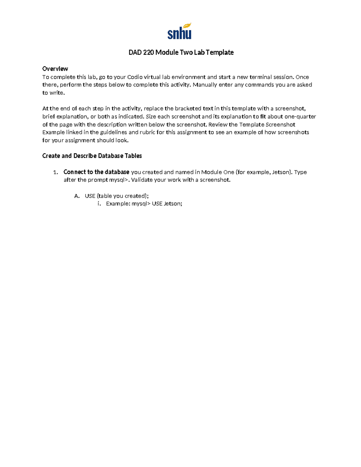DAD 220 Module Two Lab - DAD 220 Module Two Lab Template Overview To ...