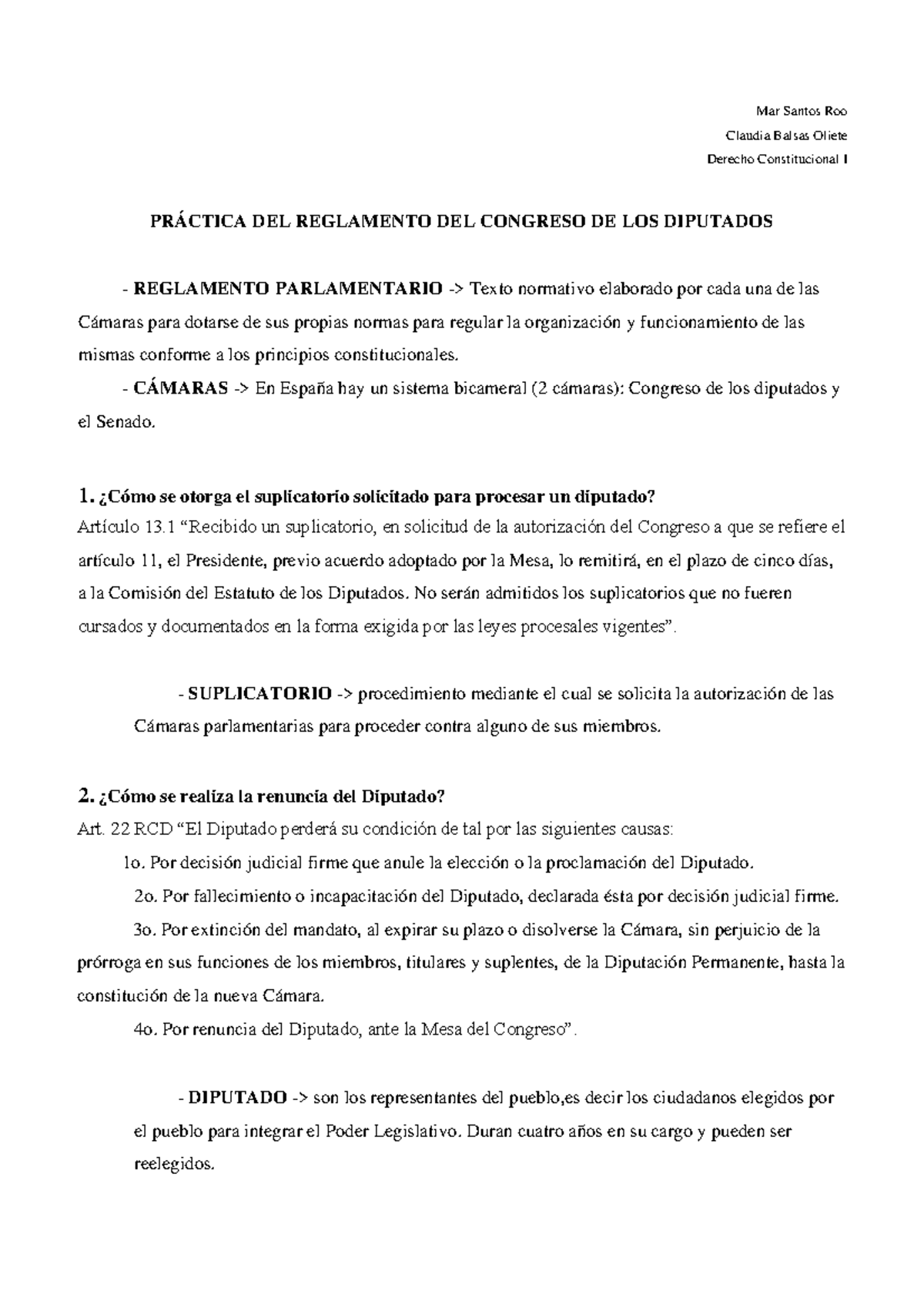 Practica. RCD - práctica sobre el reglamento del congreso de los ...