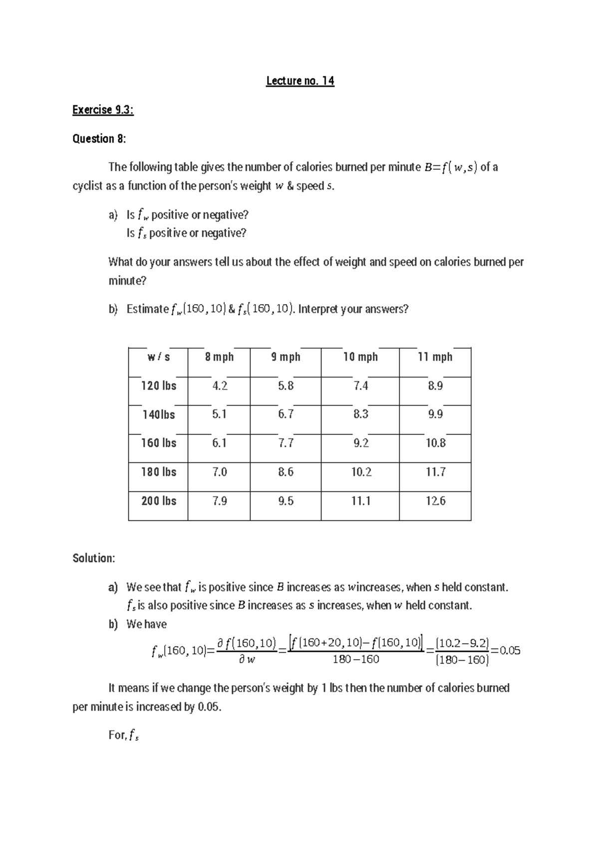 Lec 14 (Partial Derivatives Contd.) - Lecture no. 14 Exercise 9 ...