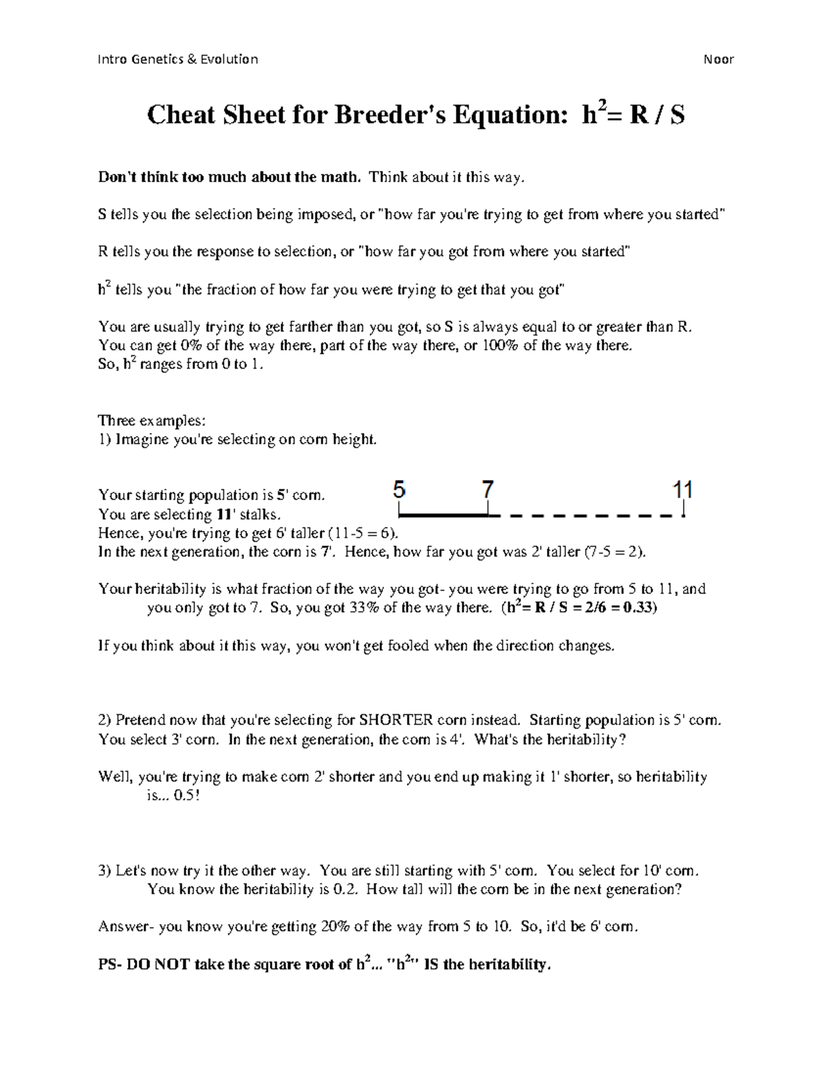 Cheat Sheet For Breeders Equation - BS1006 - NTU - Studocu