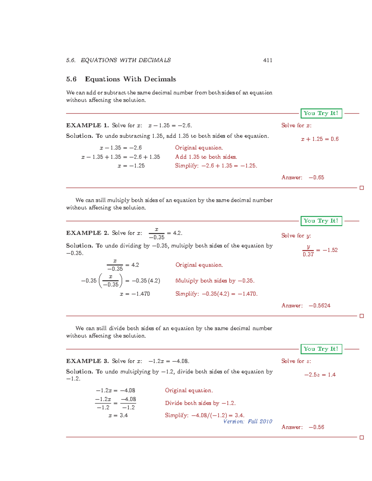 Equations with Decimals - Studocu