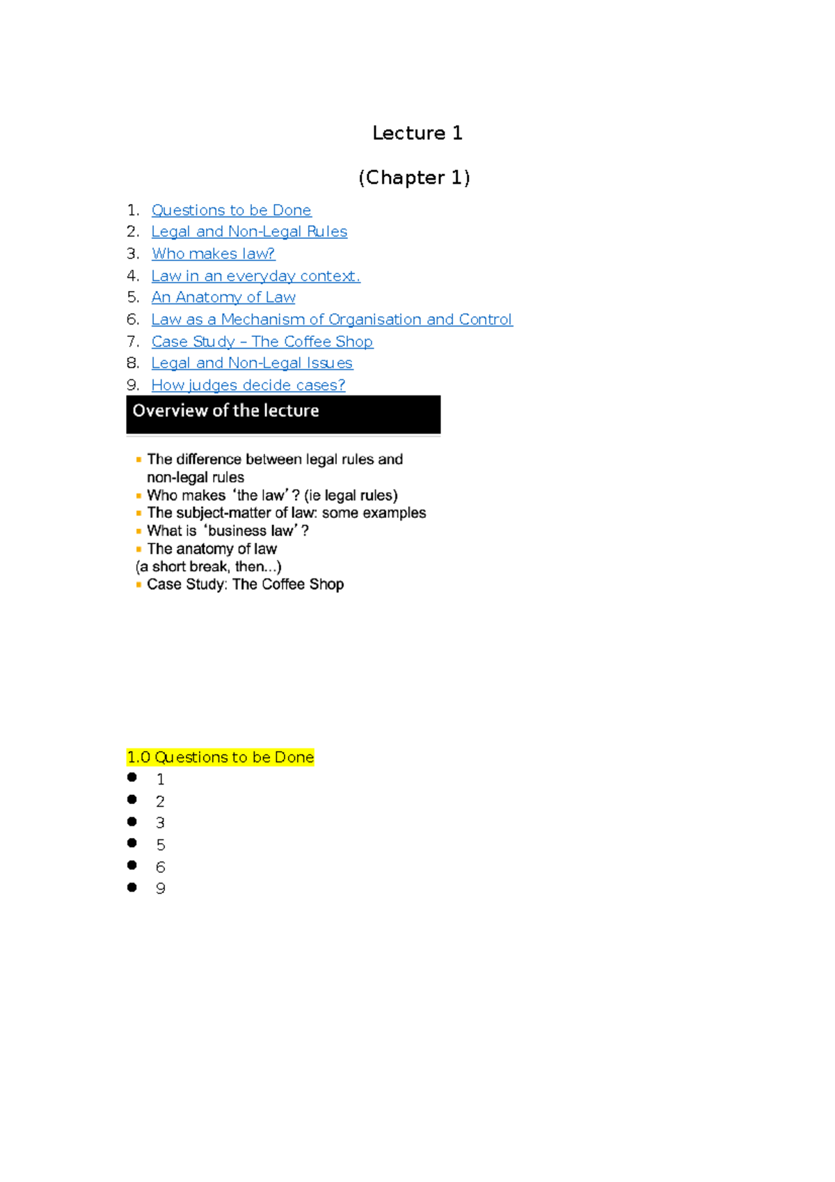 Lecture 1 - Lecture 1 (Chapter 1) Questions to be Done Legal and Non ...