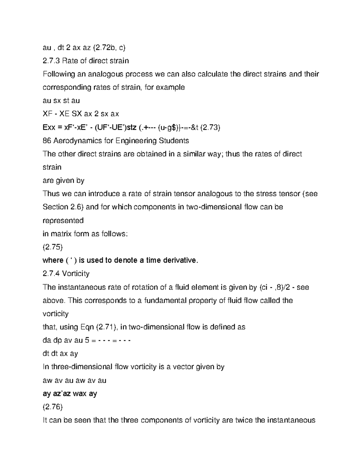Aerodynamics Lecture note 6 - au , dt 2 ax az (2, c) 2.7 Rate of direct strain Following an ...