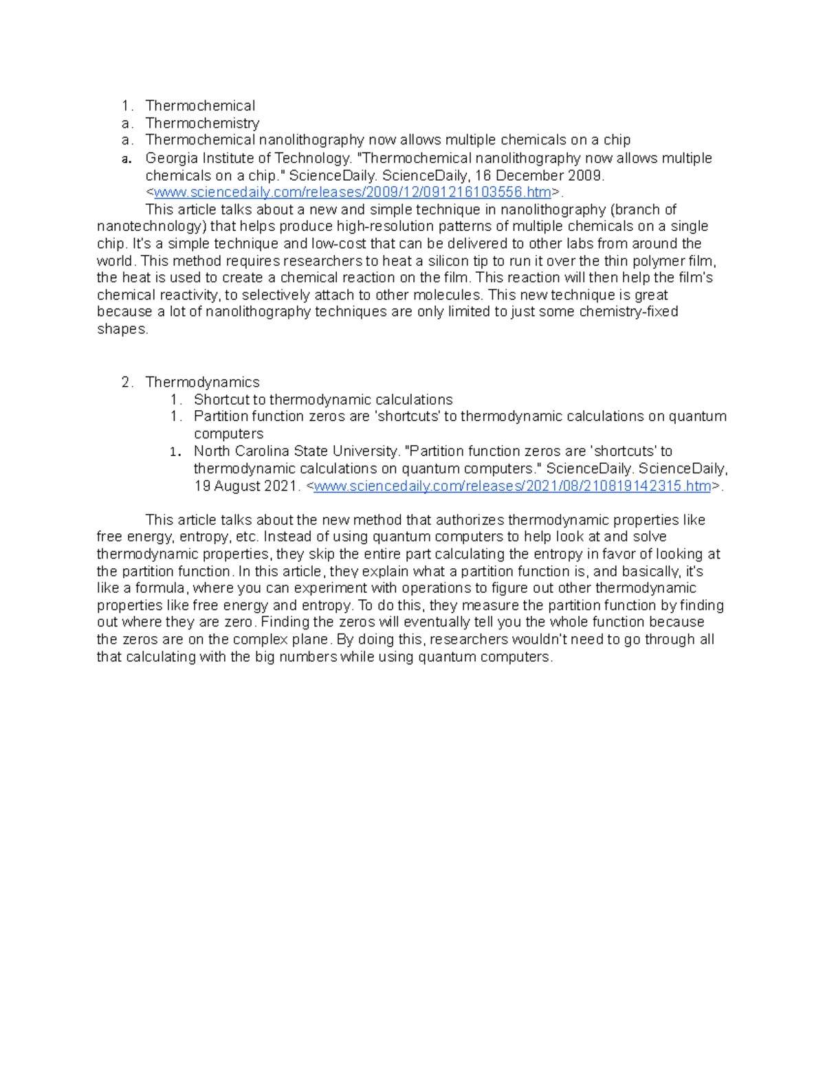 Thermo Chem Articles - Thermochemical a. Thermochemistry a ...