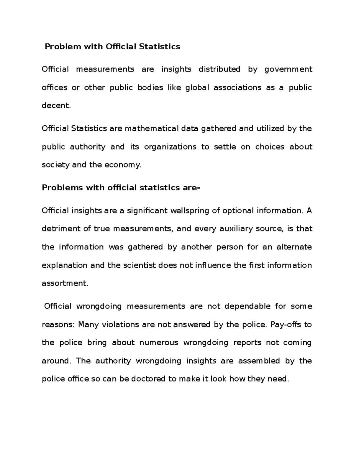 Problem with Official Statistics - Problem with Official Statistics ...