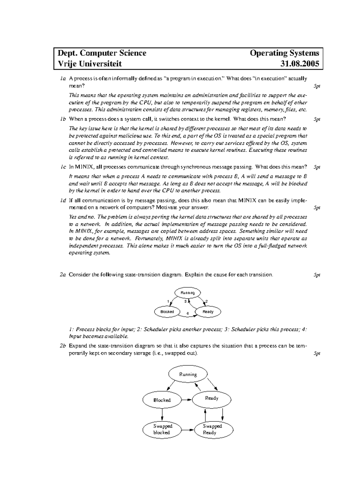 Midterm 30 Juni 2010, vragen - Dept. Computer Science Operating Systems ...