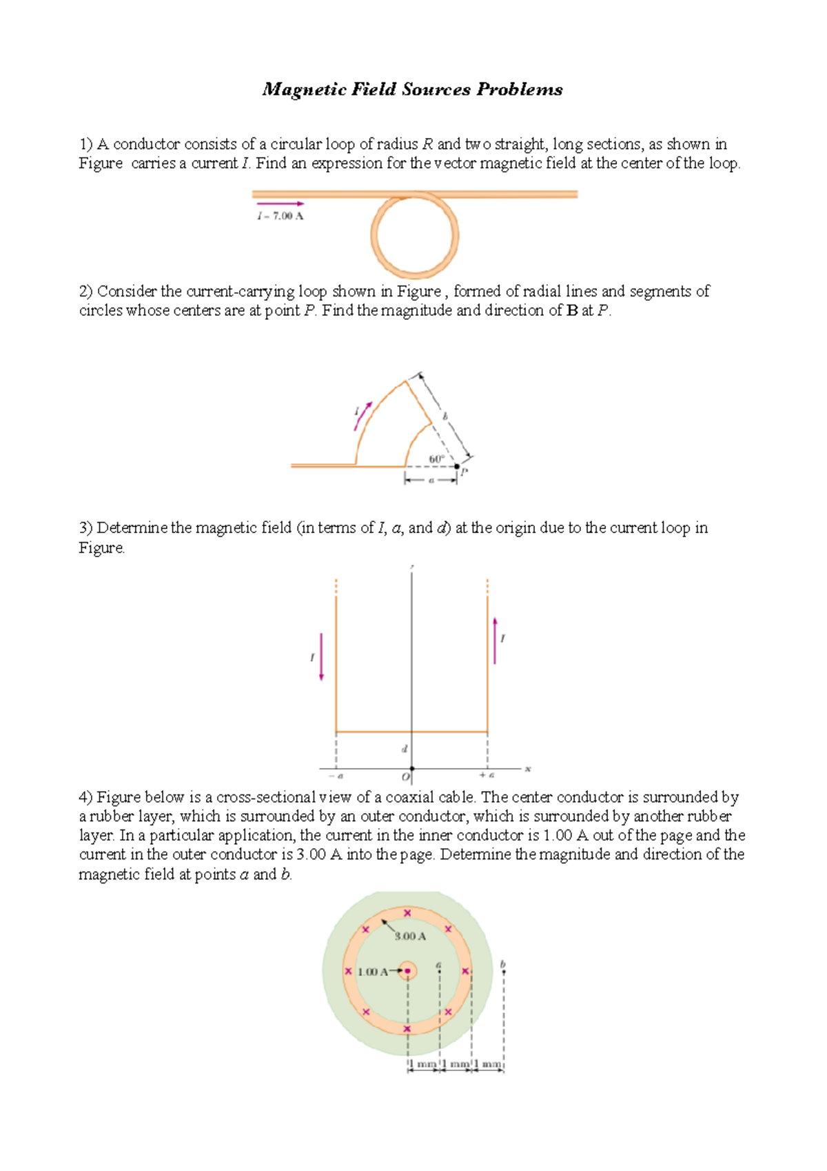 Prob mag sources - Ejercicios para resolver - Magnetic Field Sources ...