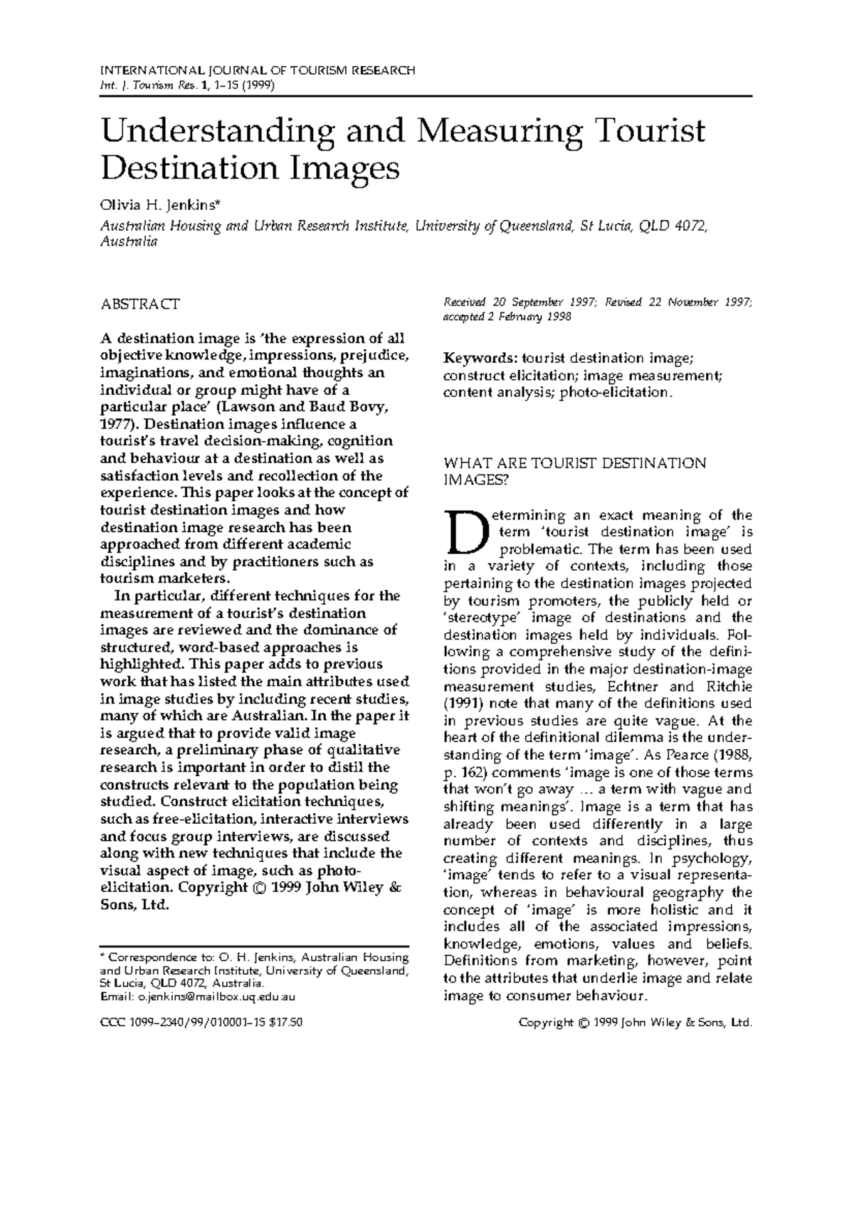 Dimension of D I - Tour operation and management on tourisme research ...