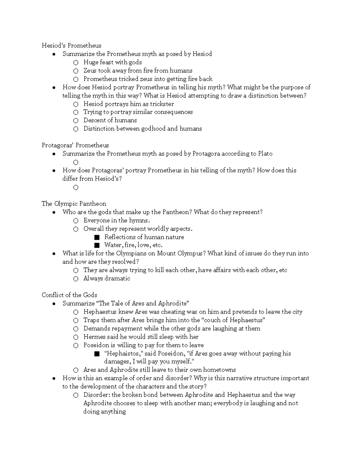 Week 3 Discussion - Hesiod’s Prometheus Summarize the Prometheus myth ...