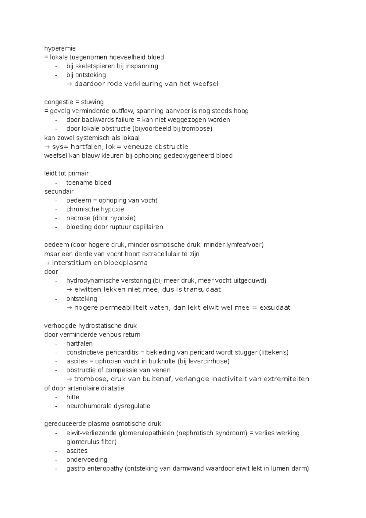 HC18-19 cardiovasculaire pathologie - hyperemie = lokale toegenomen ...
