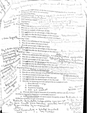 PSY OF Personality - PSY 325 - Research Designs: all 3 methods include ...
