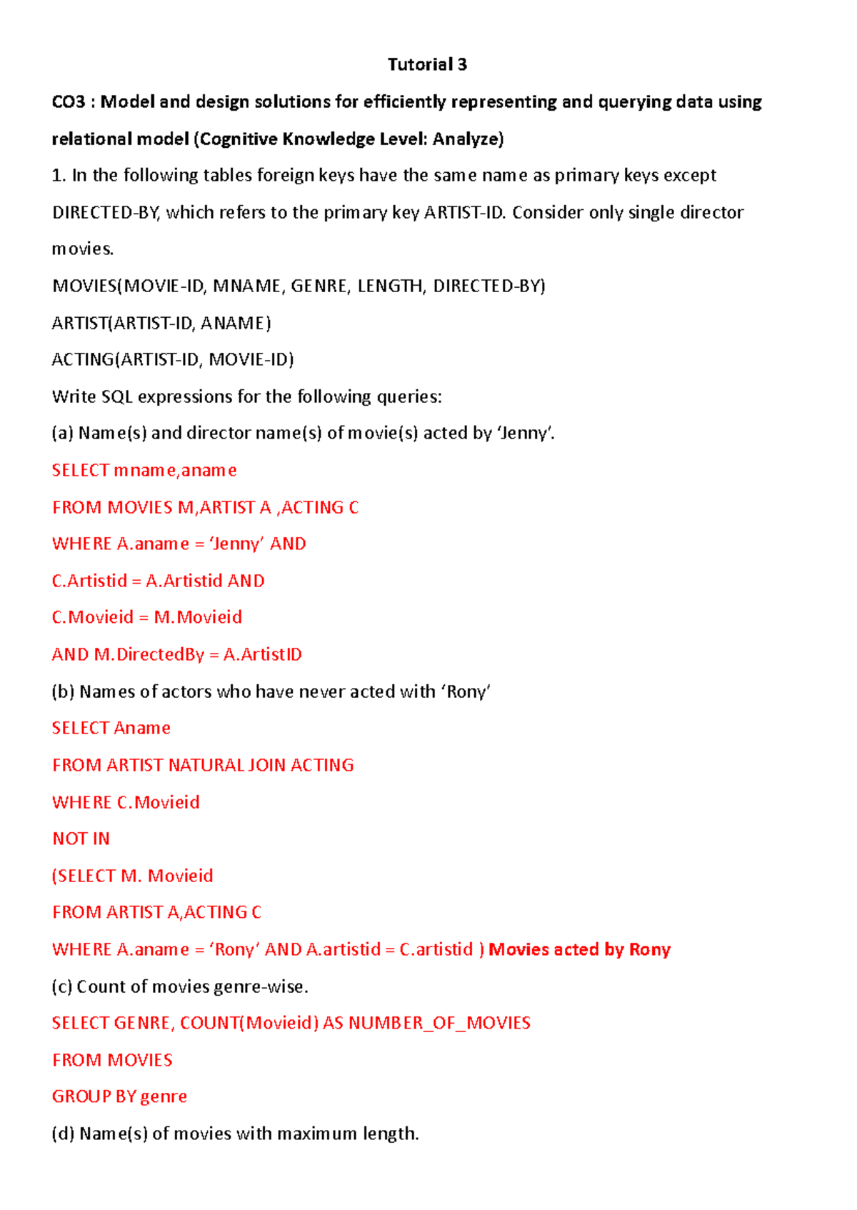 Tutorial 3 Updated.docx dbms - Tutorial 3 CO3 : Model and design ...