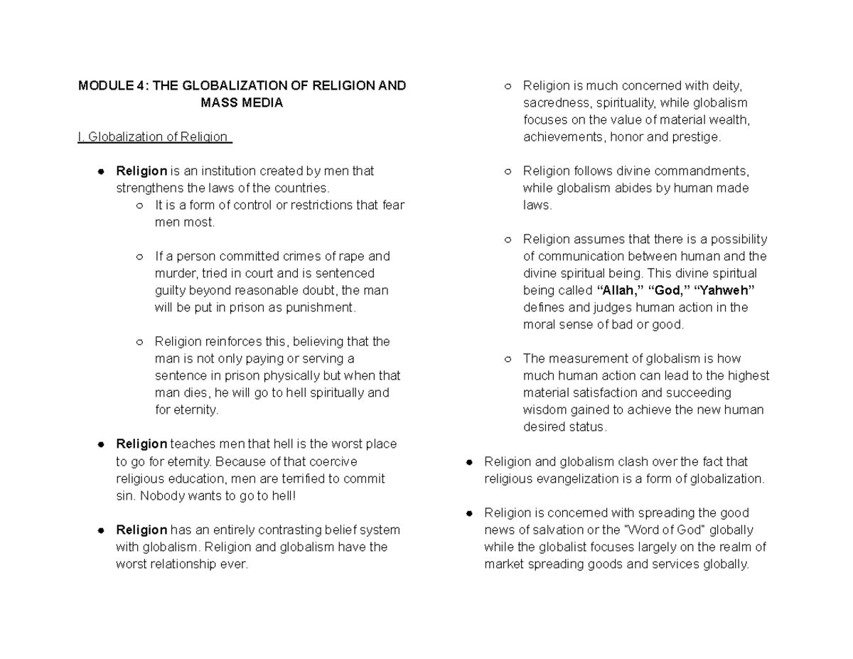 Module 4-7 Contemporary World [ Finals] - MODULE 4: THE GLOBALIZATION ...