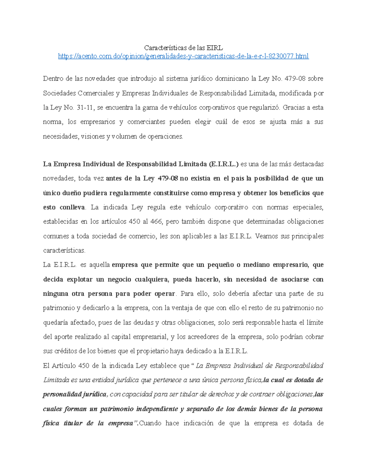 Características de las EIRL Republica Dominicana - Características de ...