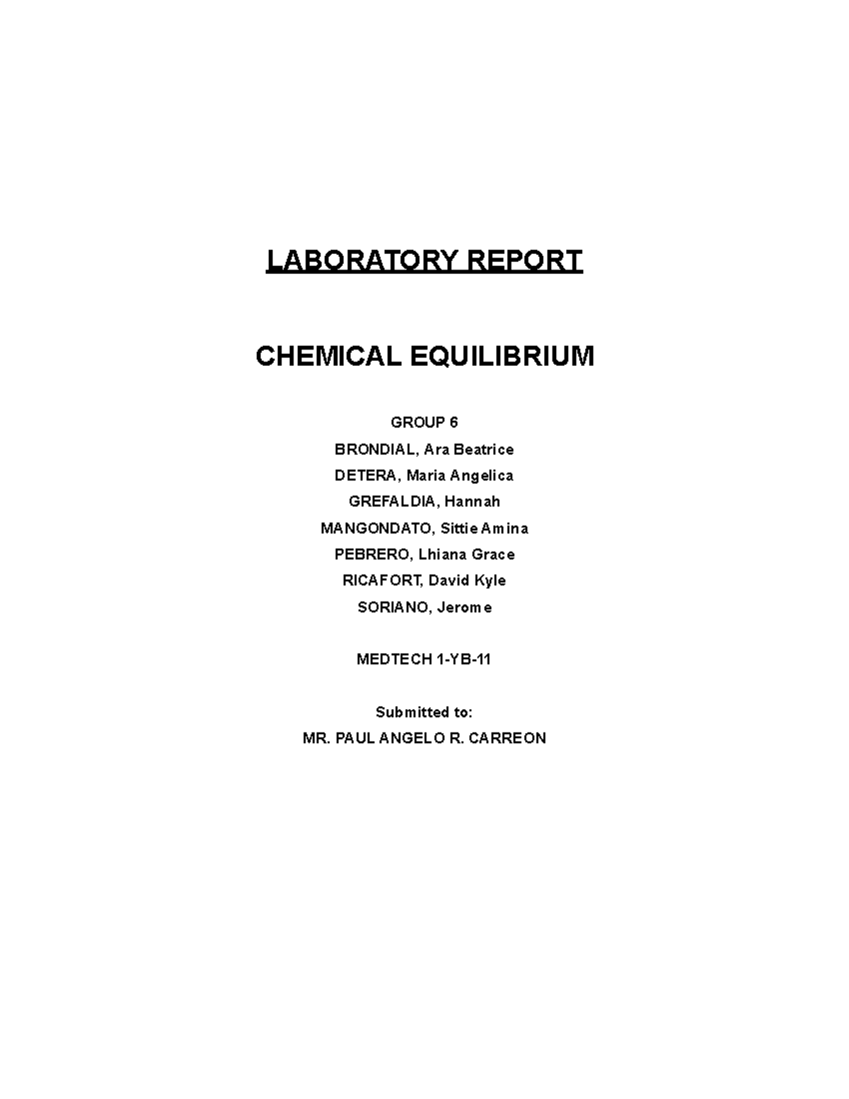 Experiment-1 -Chemical-Equilibrium-1 - LABORATORY REPORT CHEMICAL ...