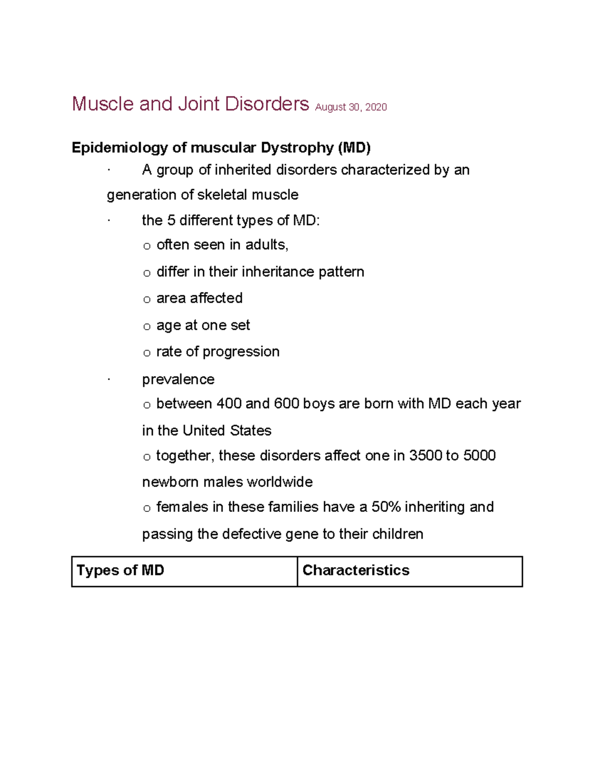 Health alterations- Muscle and Joint Disorders - Muscle and Joint ...