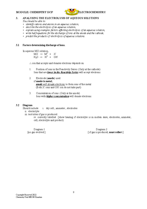 1 Electrochemistry Igcse -student - MODULE: CHEMISTRY DCP ...