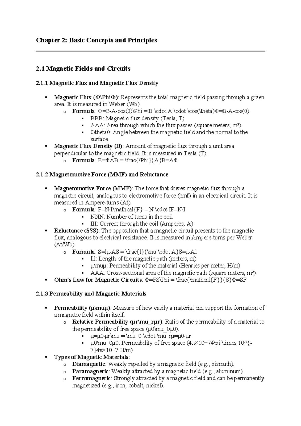 Chapter 2 - Chapter 2: Basic Concepts and Principles 2 Magnetic Fields and Circuits 2.1 Magnetic ...
