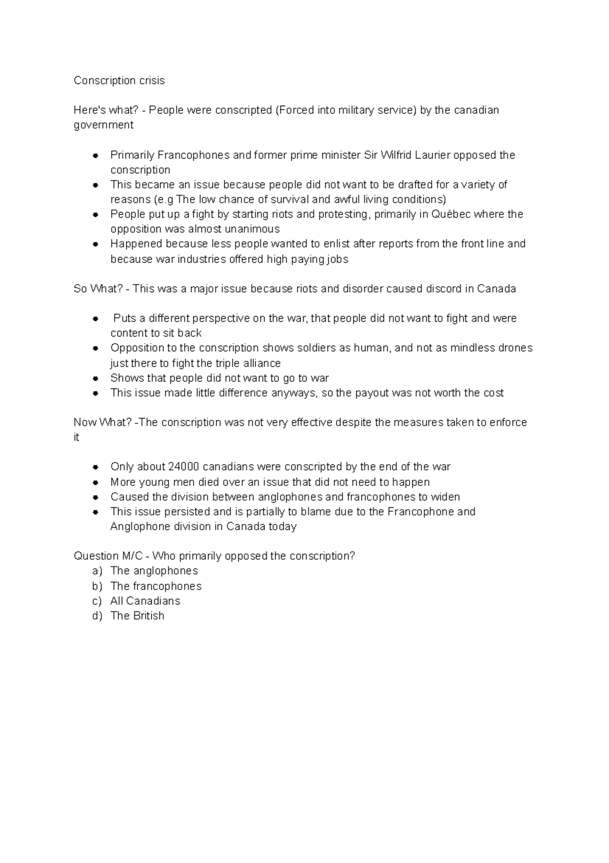History - Conscription Copy - Conscription crisis Here's what? - People ...