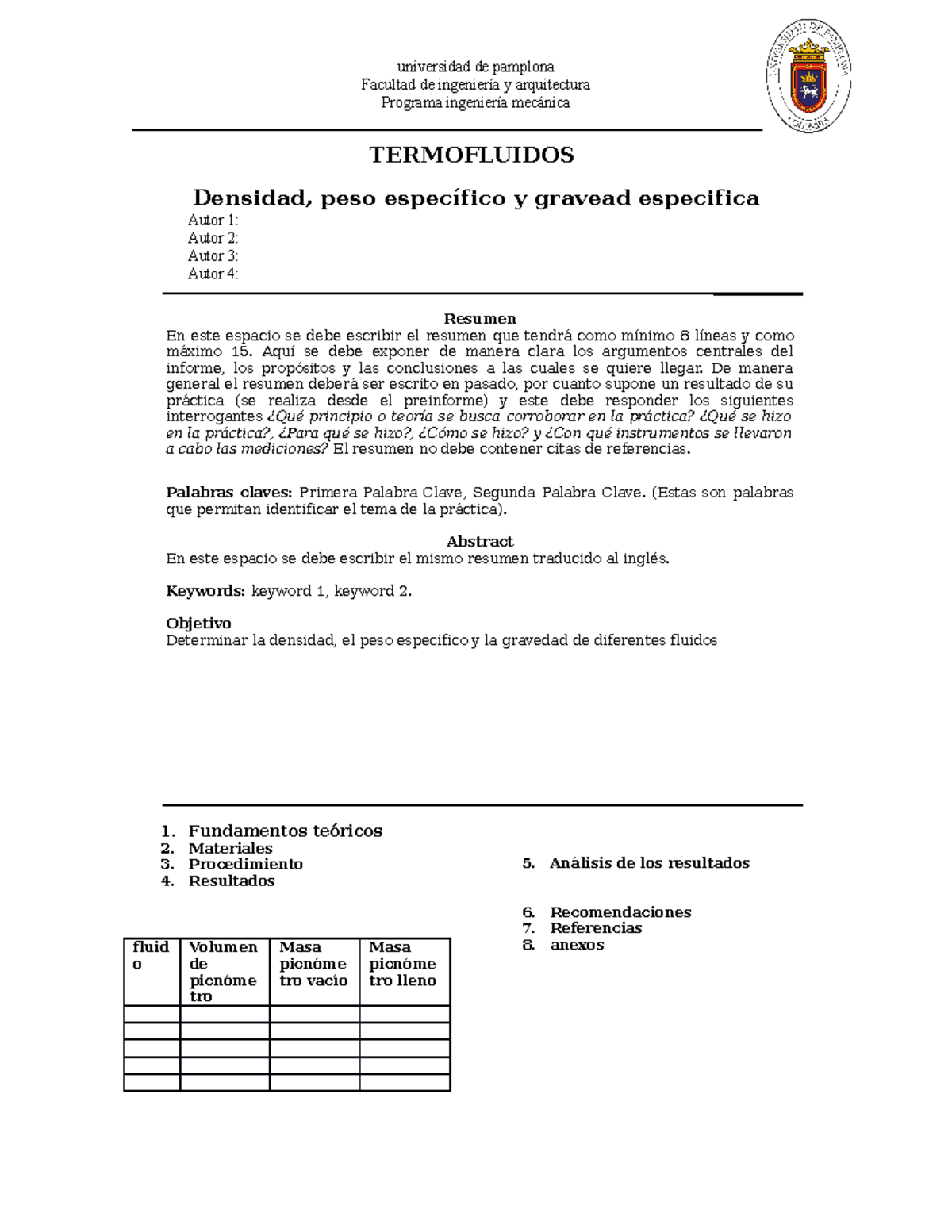 Densidad, peso específico y gravead especifica - universidad de ...