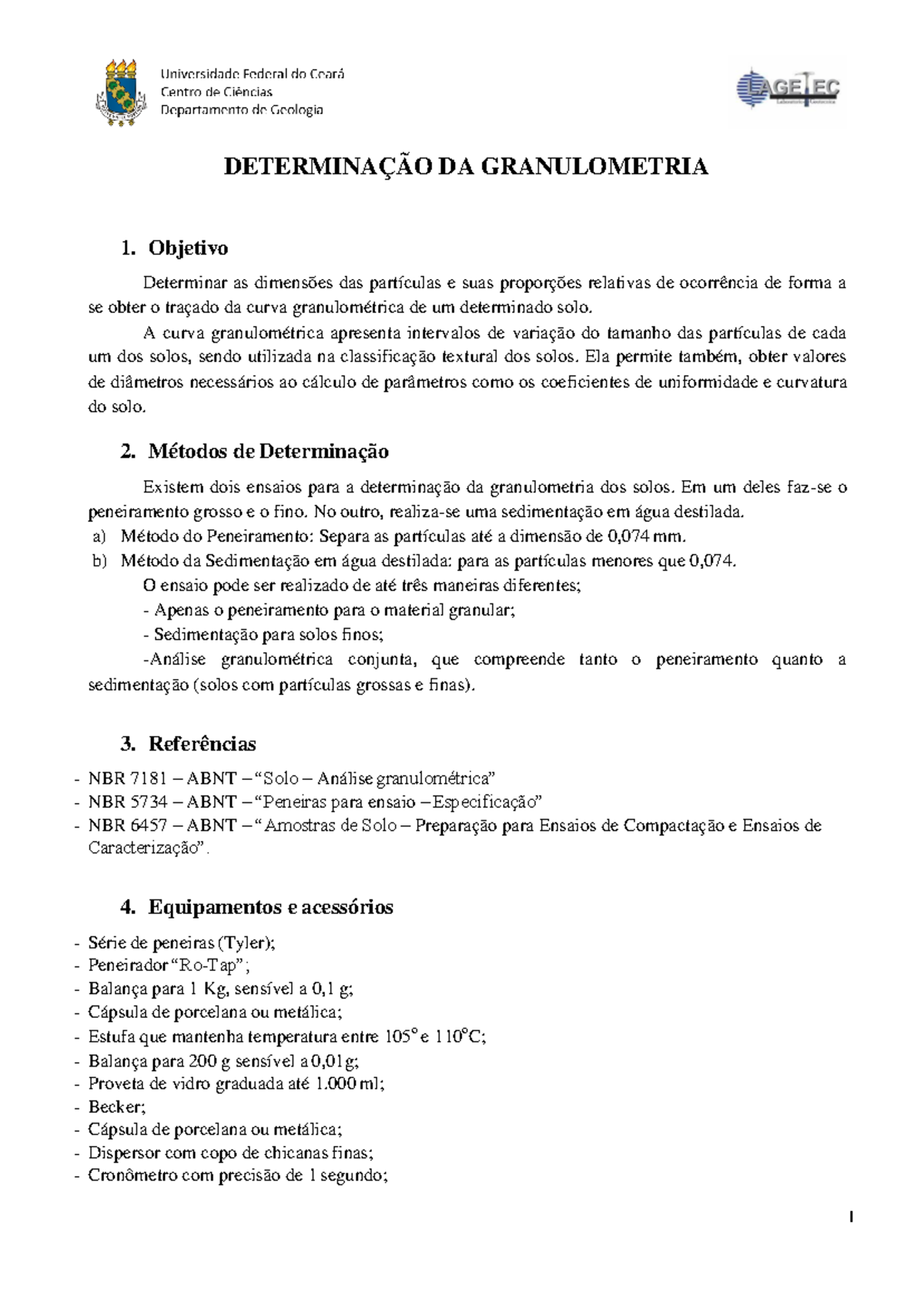 Análise granulométrica de material granular por peneiramento e ...