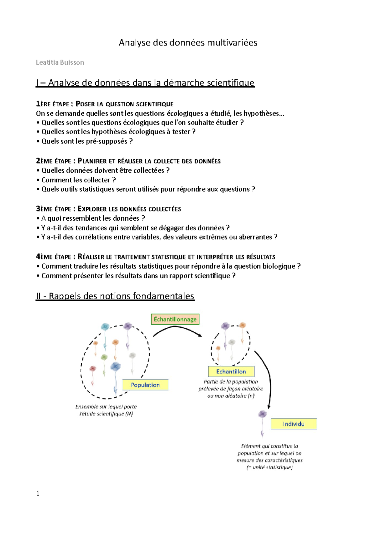 Cours 1 et 2 analyse de données et modélisation en écologie - Analyse ...