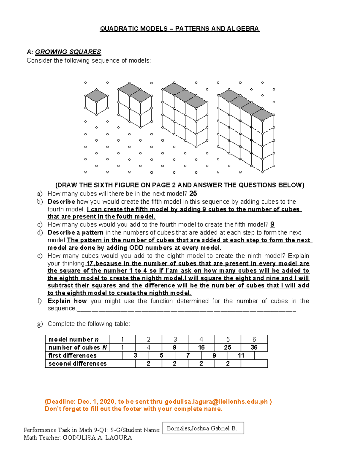 Quadratic- Models 9-G-bornales-1 - QUADRATIC MODELS – PATTERNS AND ...
