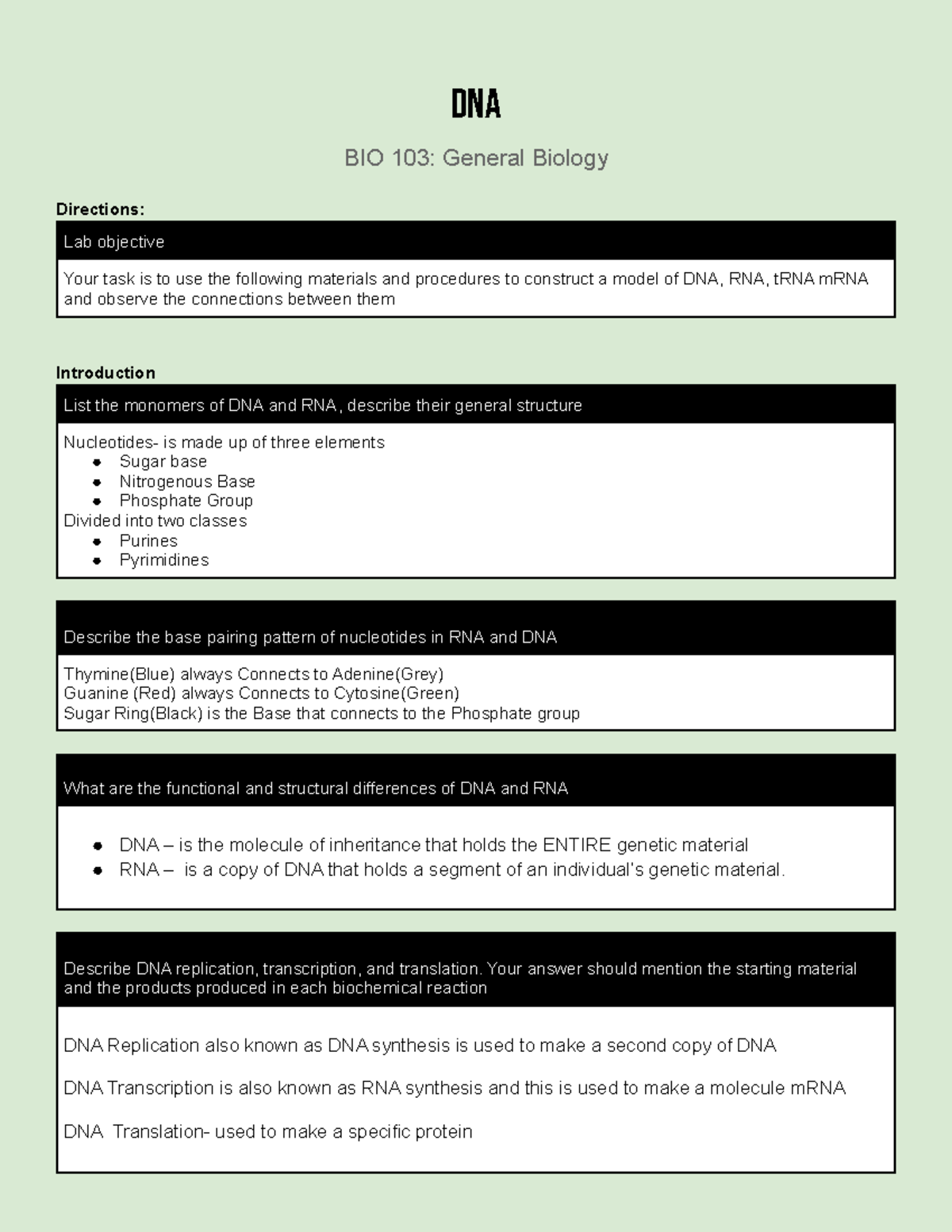 Digital Lab 07 Example - DNA BIO 103: General Biology Directions: Lab ...