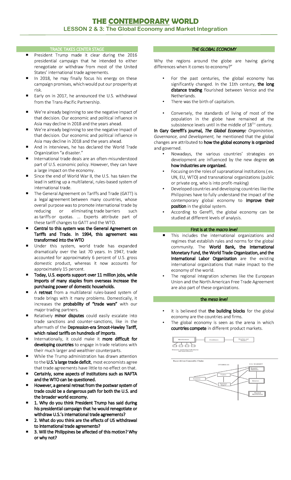 TCWD-W23 - none - LESSON 2 & 3: The Global Economy and Market ...