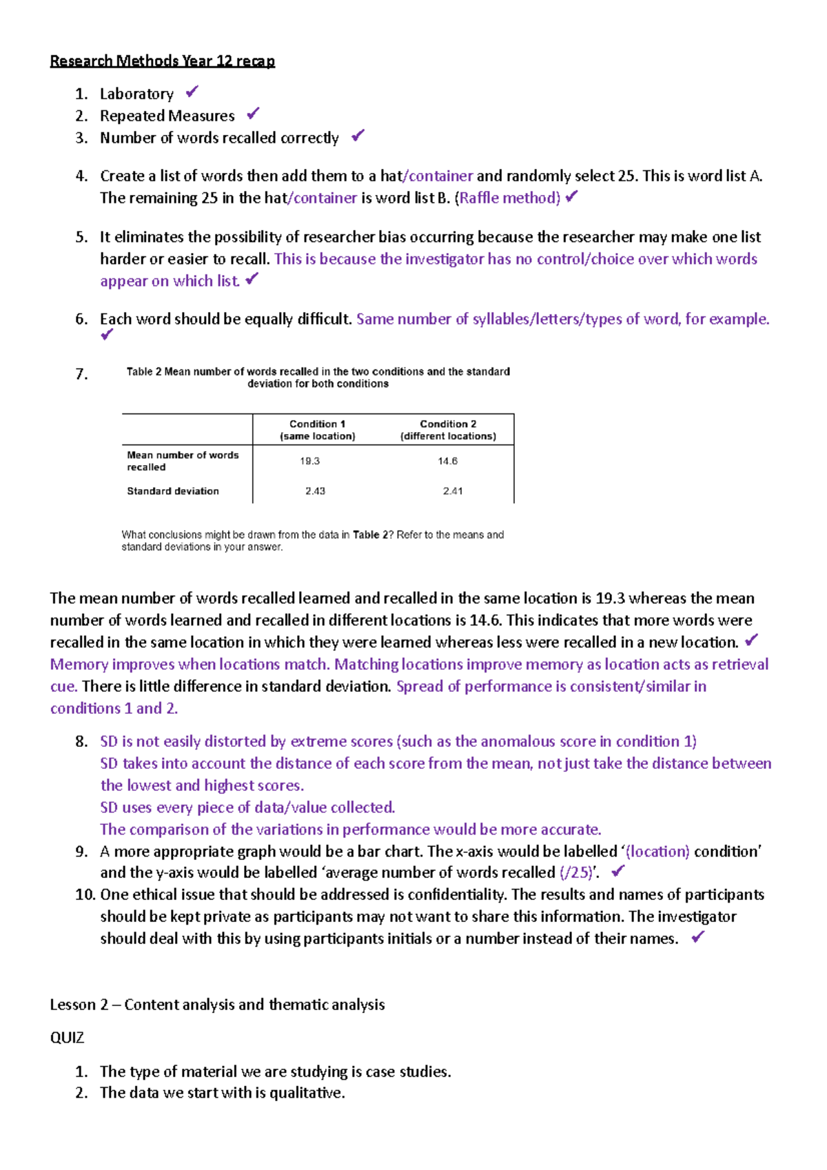 Lesson 2 - Lecture notes 2 - Research Methods Year 12 recap Laboratory ...