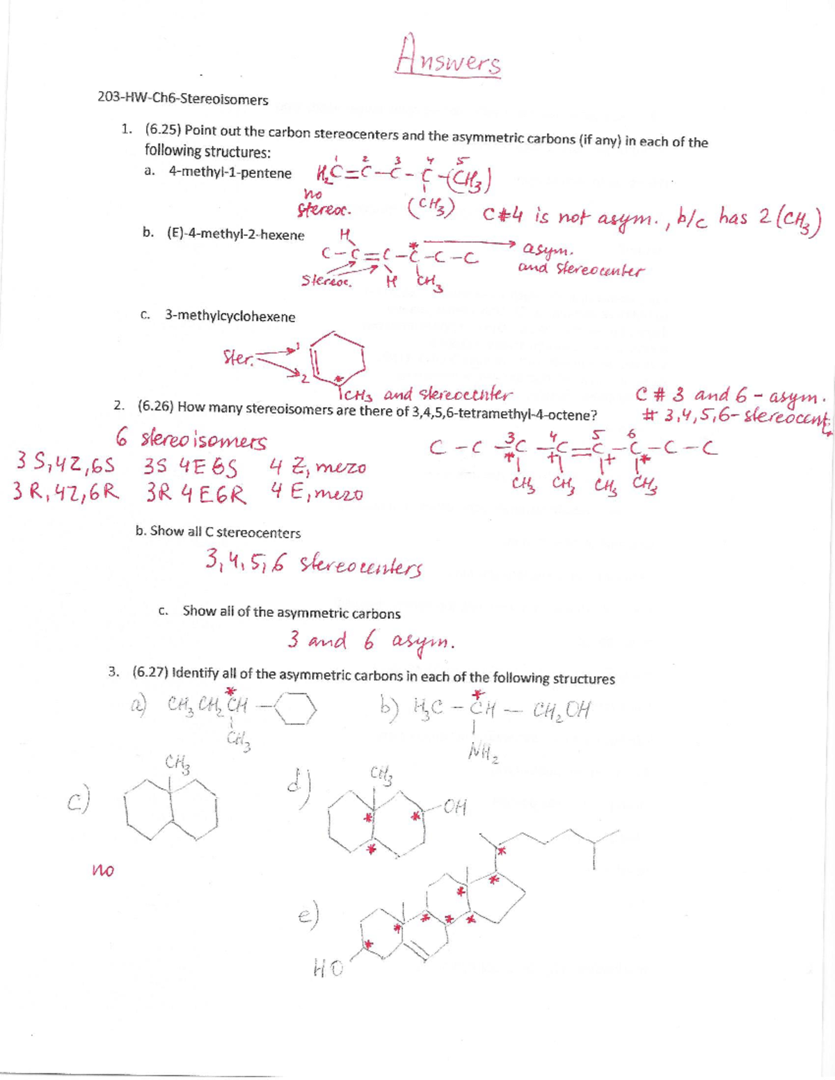 HW-Stereoisomers-Answers - CHEM203 - Studocu