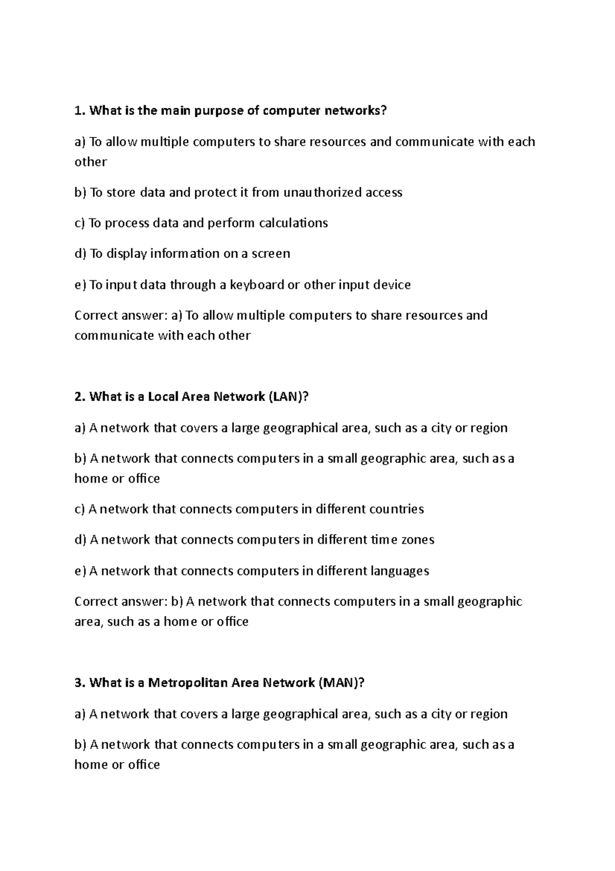 Networking What Is The Main Purpose Of Computer Networks A To Allow