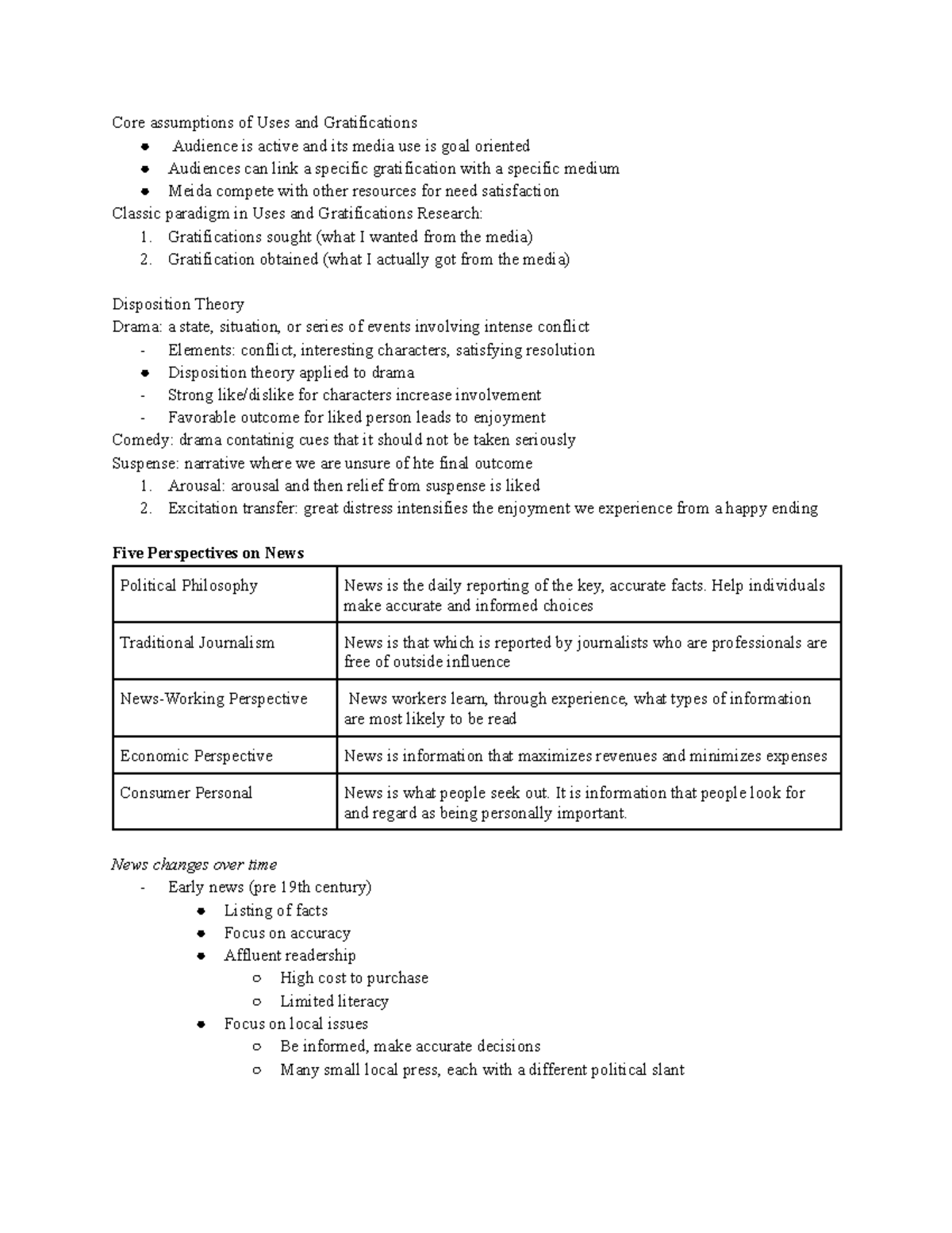 Cmn 140 pt - Lecture notes - Core assumptions of Uses and ...