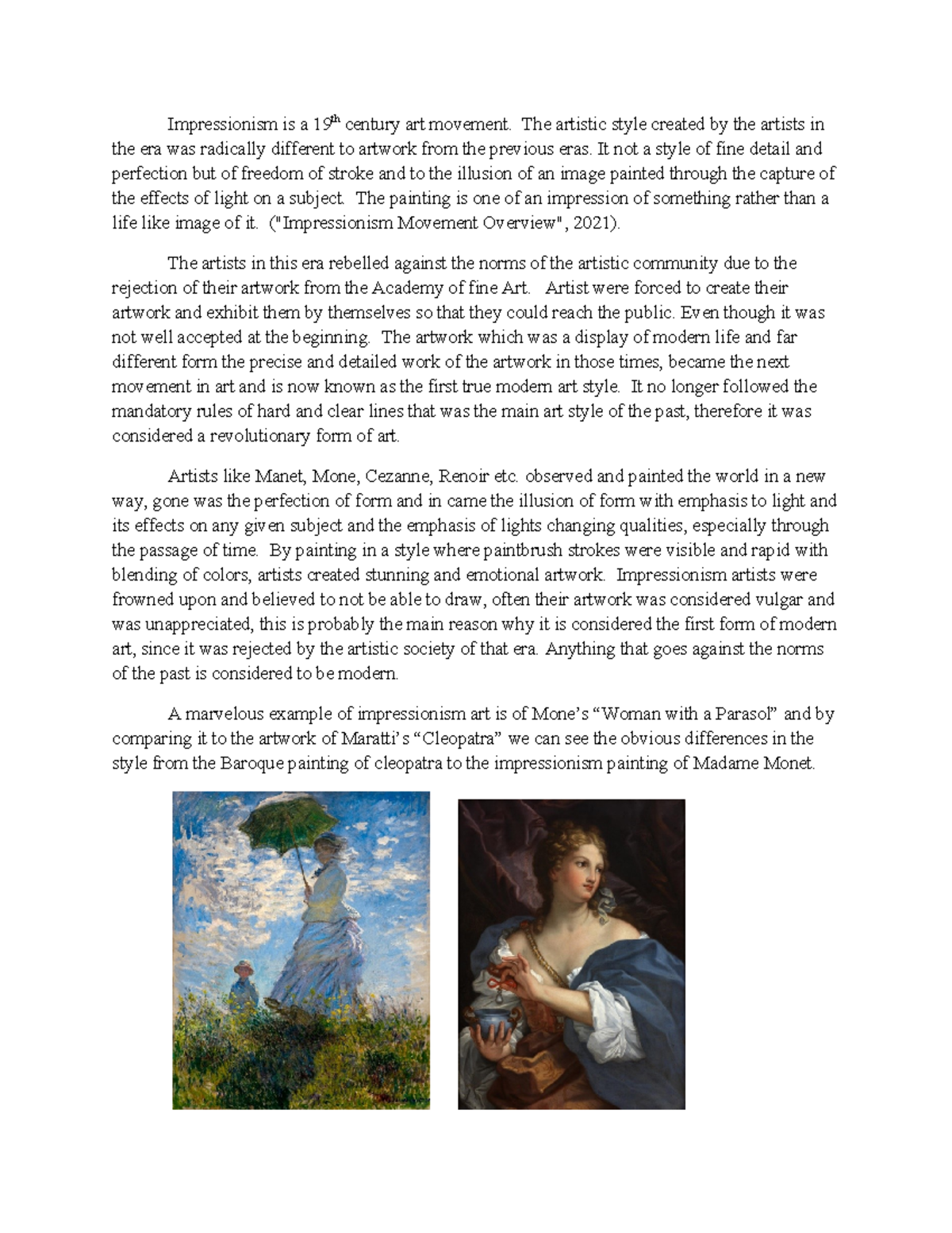 Arthistoryunit 6DF - Impressionism is a 19th century art movement. The ...