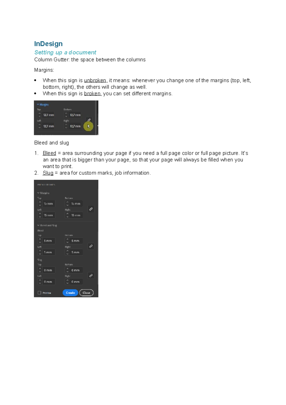 Summary In Design - InDesign Setting up a document Column Gutter: the ...