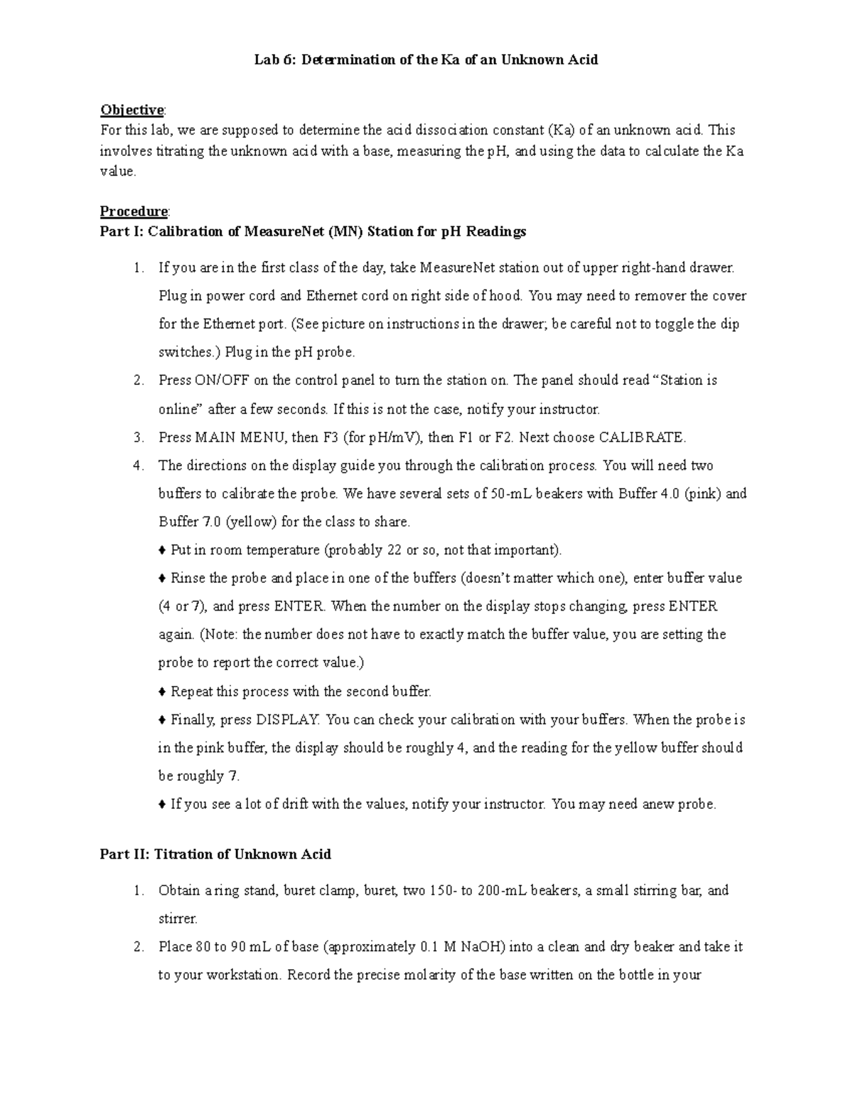 Prelab 6 - Pre-Lab Notes for Lab 6 - Objective: For this lab, we are ...