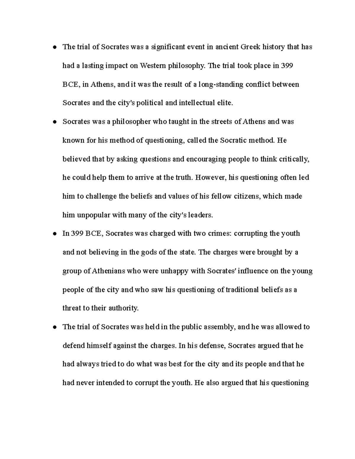 The trial of Socrates (399 BCE) - The trial of Socrates was a ...