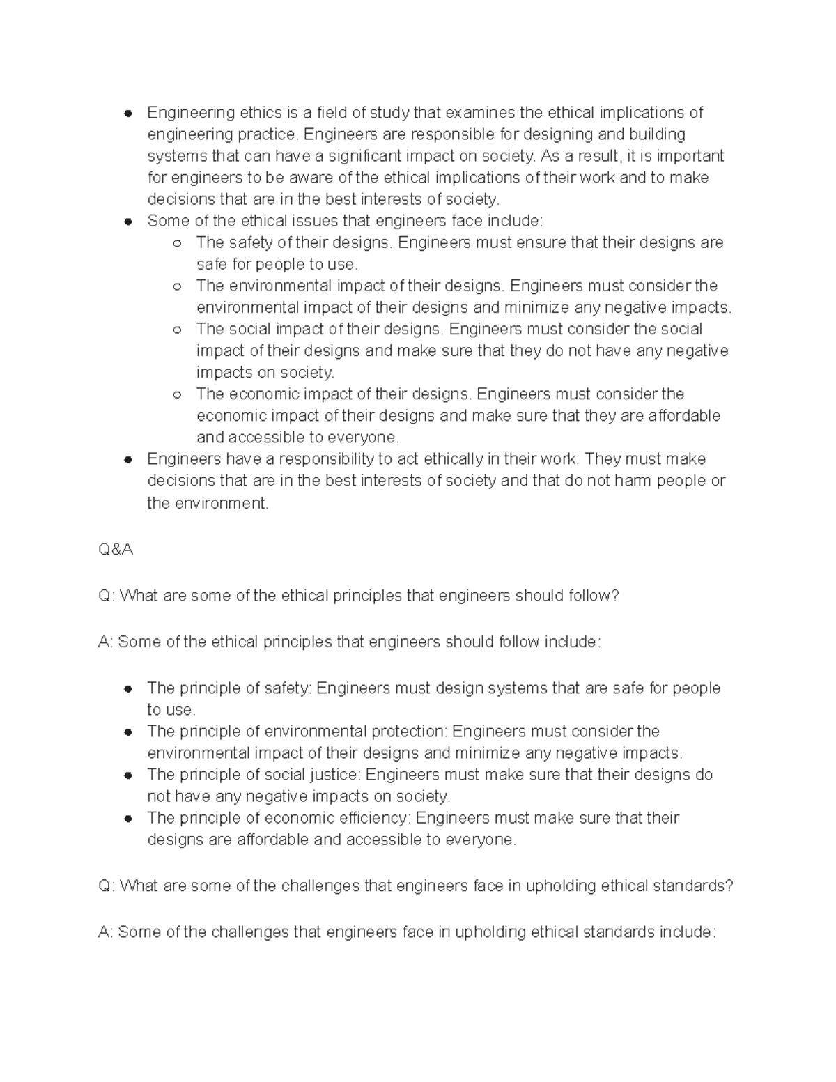 Lecture 7 Engineering Ethics - Engineering ethics is a field of study ...