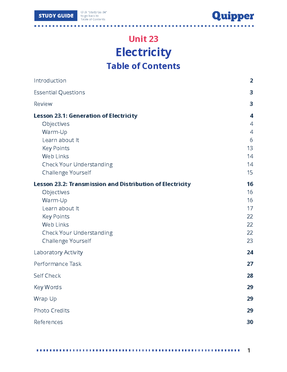 23. Science 9 Unit 23 Eletricity (Study Guide) - Electricity - Unit ...
