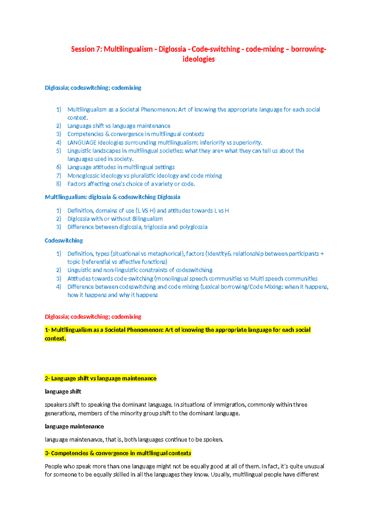 Session 7 - Multilingualism, Diglossia, Code-switching, code-mixing ...